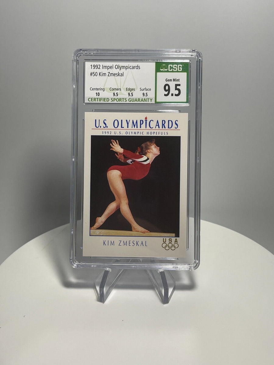 GRADED 1992 IMPEL OLYMPIC KIM ZMESKAL ROOKIE GYMNASTICS CARD #50 GEM M ...